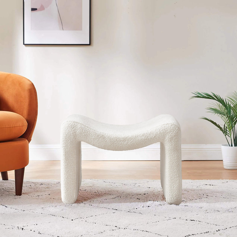White upholstered ottoman store